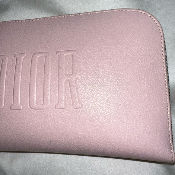 Dior | Accessories | Dior Baby Pink Faux Leather Logo Cosmetics Pouch ...
